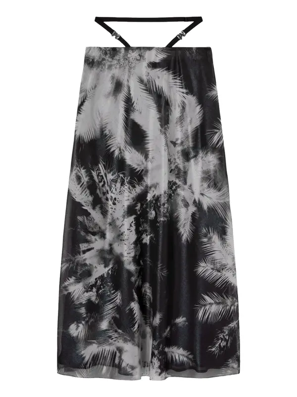 Palm Angels Blueprint Flared Midi Skirt - Black