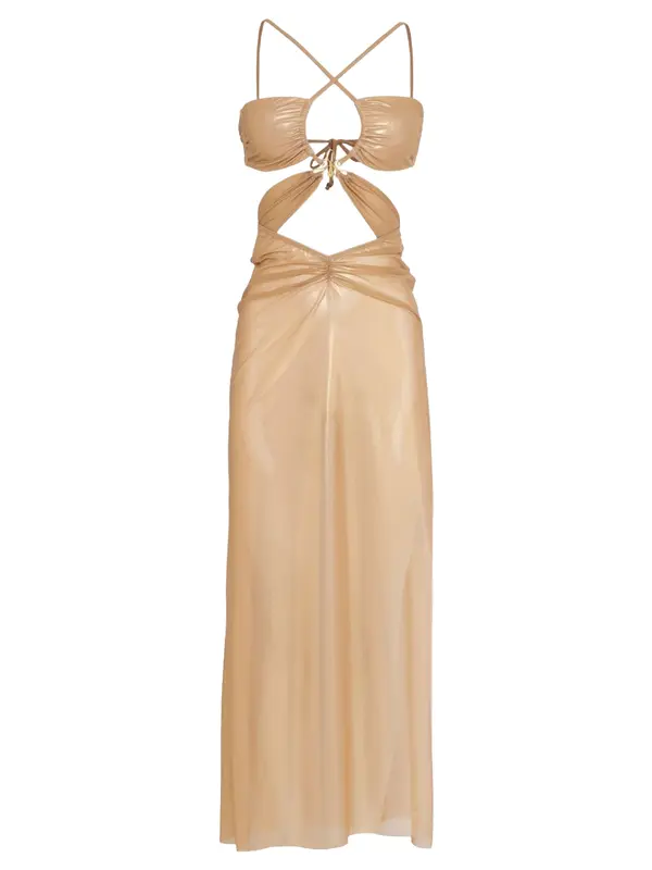 AMIR SLAMA X Jade Picon Cut-out Detail Midi Dress - Gold
