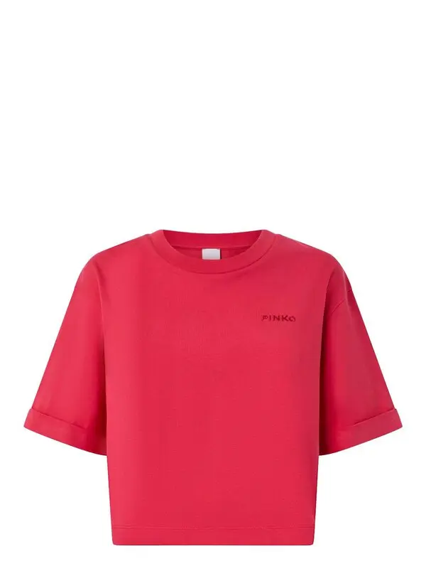 Pinko Logo-embroidered T-shirt - Pink