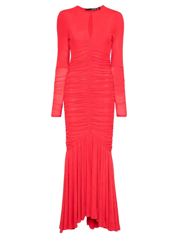 Remain Birger Christensen Mesh Longsleeve Maxi Dress - Red