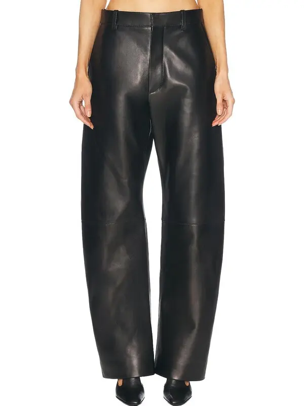 Bottega Veneta Leather Straight Leg Pant - Black