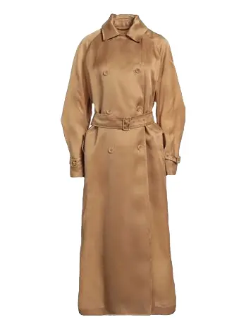 Max Mara Overcoat & Trench Coat Mustard Size Silk - Yellow