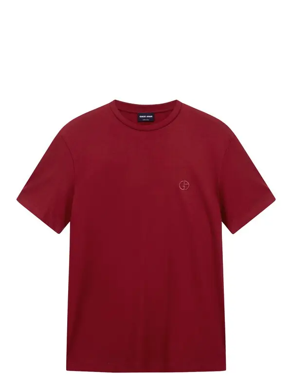 Giorgio Armani Cotton-interlock T-shirt With Embroide Logo - Red