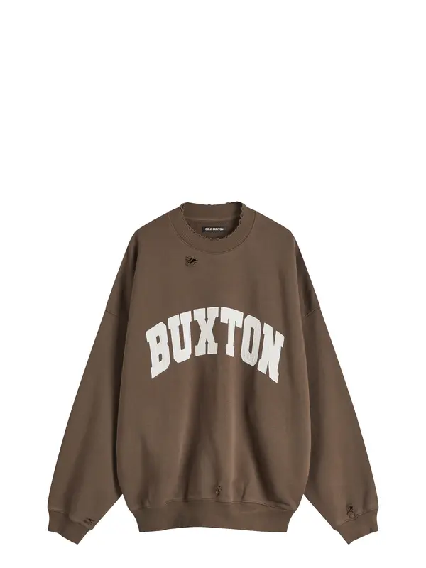 COLE BUXTON Distressed Applique Sweatshirt - Washed Brown