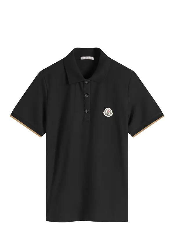 Moncler Logo Short Sleeve Polo - Black