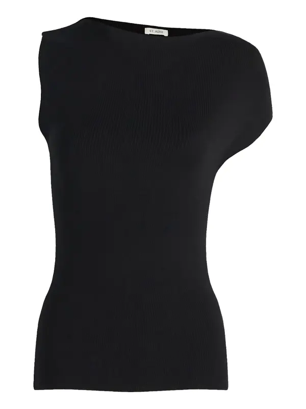 ST. AGNI Asymmetric Knit Top - Black