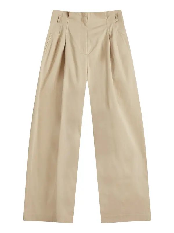 ST. AGNI Cotton Paperbag Waist Trousers - Champagne