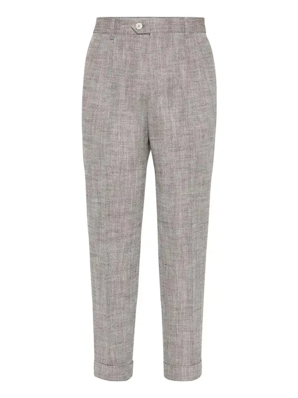 Brunello Cucinelli Chevron Tailored Trousers - Brown