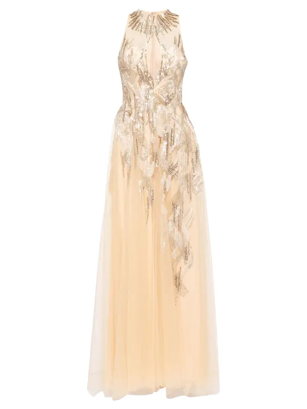 SAIID KOBEISY Long Embroidered Dress - Neutrals