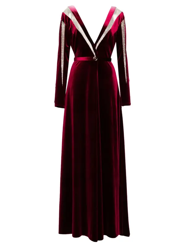 SAIID KOBEISY Velvet Long Gown - Red