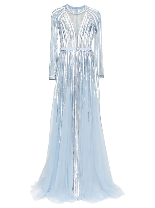 SAIID KOBEISY Sequinned Tulle Gown - Blue