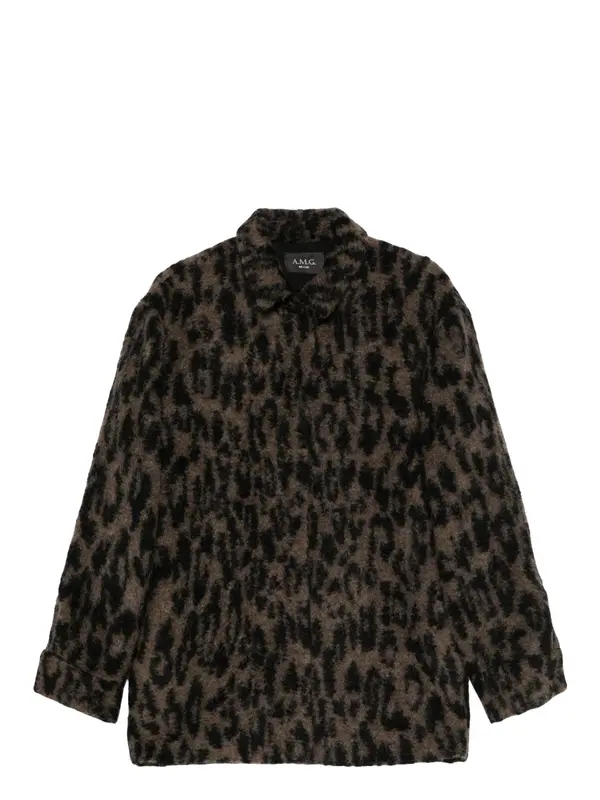 A.M.G. Leopard Print Wool Jacket - Brown