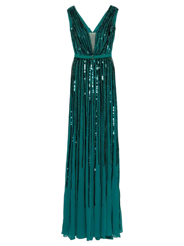 SAIID KOBEISY Sequin Maxi Dress - Green