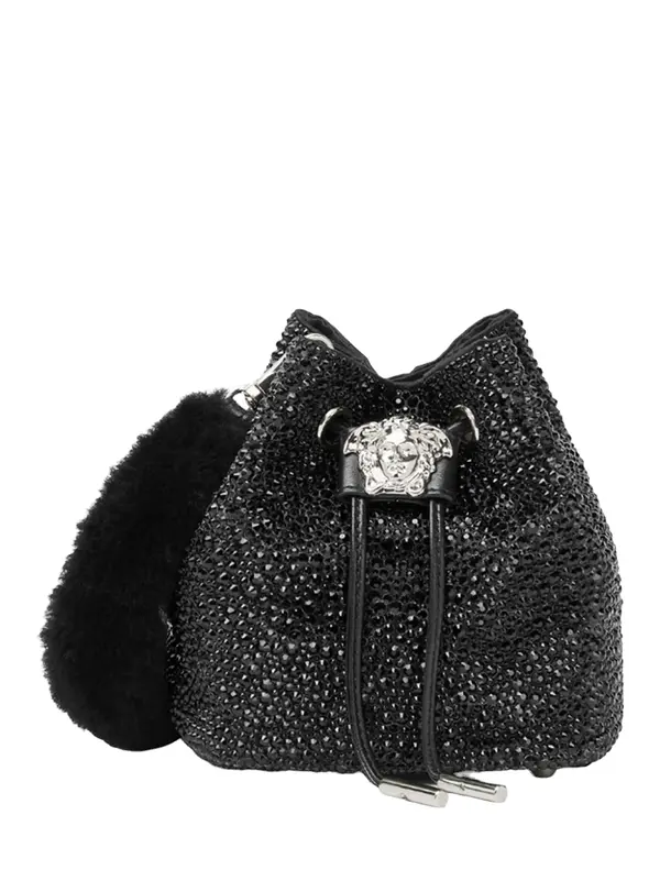 Versace La Medusa Crystal Mini Bucket Bag - Black