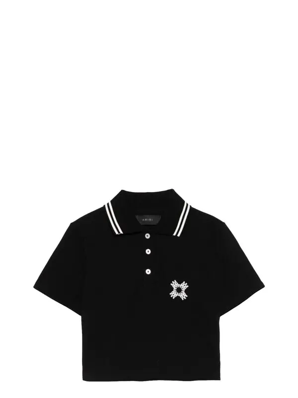 Amiri Ma Quad Cropped Polo Top - Black