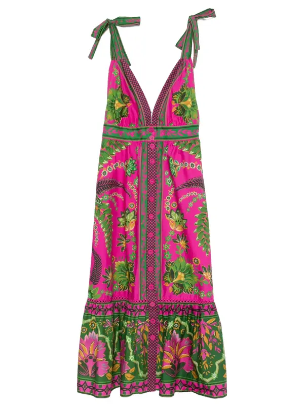 Farm Rio Ana Tapestry Midi Dress - Pink