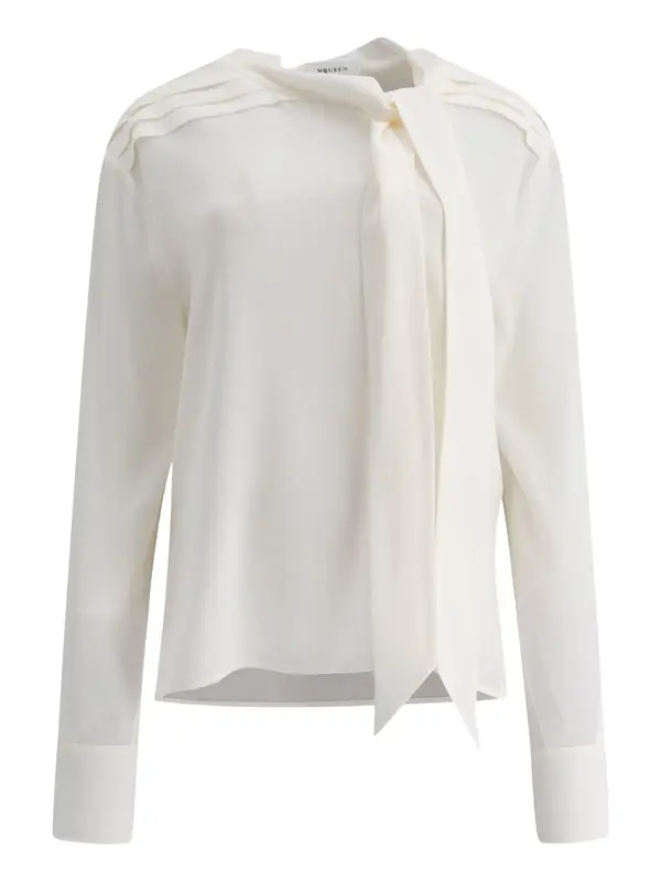 Alexander McQueen Scarf-detailed Georgette Shirt - White