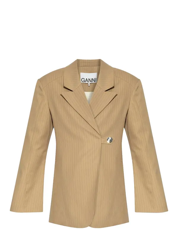 GANNI Striped Blazer - Neutrals