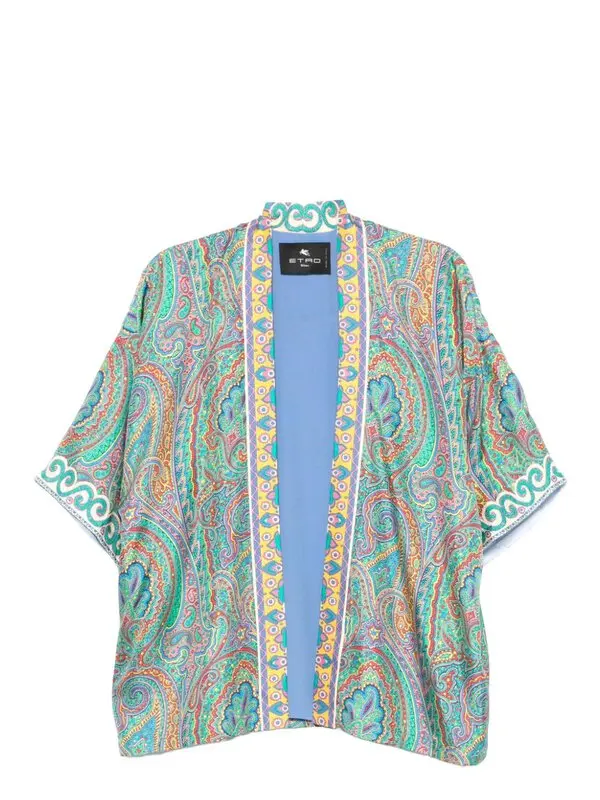 Etro Paisley-print Open-front Jacket - Blue