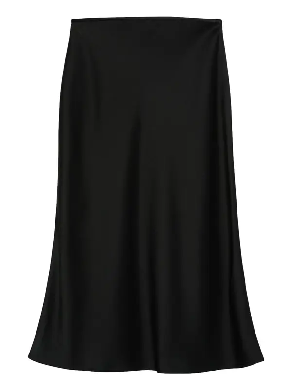 Blumarine Satin Midi Skirt - Black