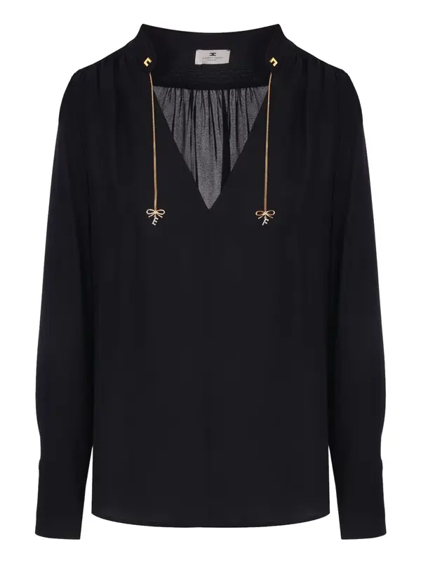 Elisabetta Franchi V-neck Crepe Blouse - Black