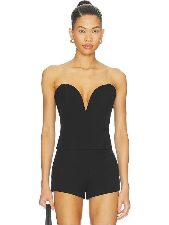 Superdown Eva Sweetheart Top - Black Suiting