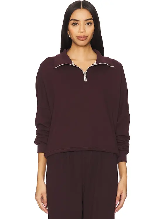 PERFECTWHITETEE Maren Half Zip - Blackberry