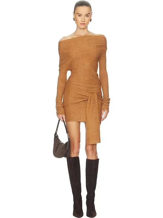 CAMILA COELHO Leonie Off-the-shoulder Dress - Camel
