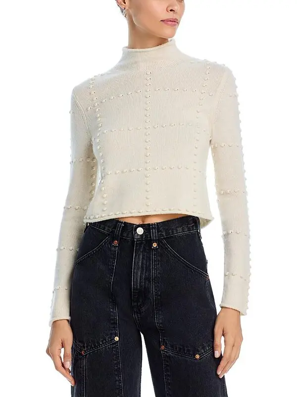 Guest In Residence Popcorn Mock Neck Sweater - Cream