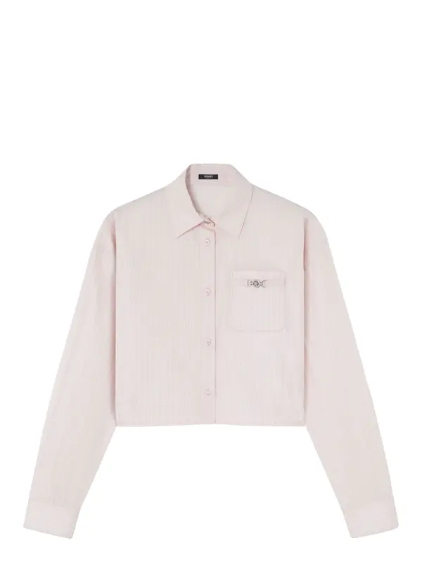 Versace Pinstripe Chain Cropped Shirt - Pink