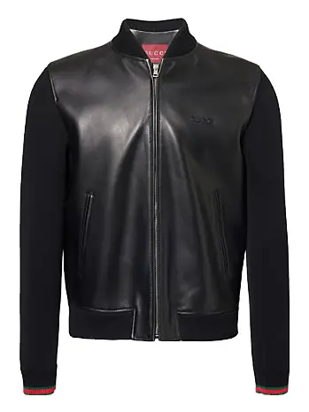 Gucci Leather Jacket - Black Green Red