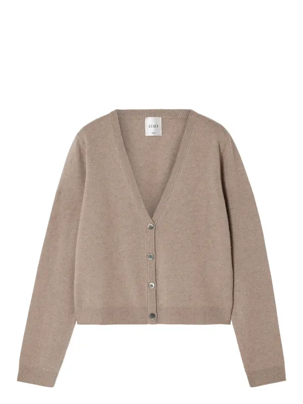 LESET Zoe Mélange Knitted Cardigan - Neutrals