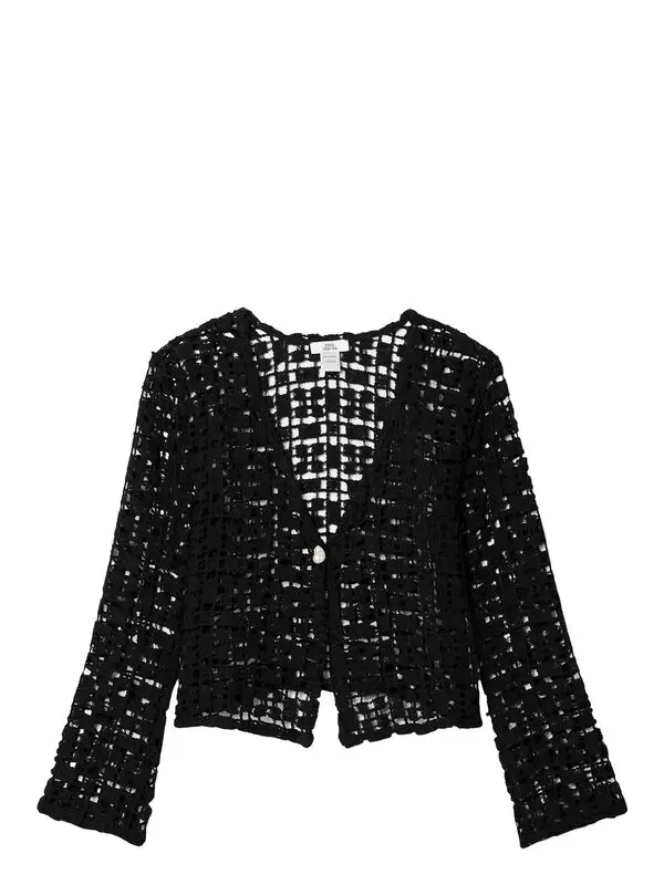 SARA CRISTINA Nerea Crocheted Cotton Top - Black