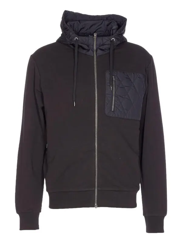 Herno Hoodie With Zip Closure - Black