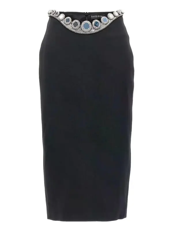 David Koma Rhinestone-embellished Pencil Skirt - Black