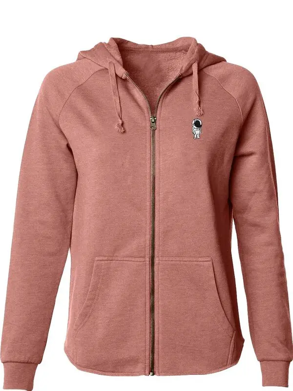 DALIX Astronaut Zip-up Fleece Hoodie - Dusty Rose