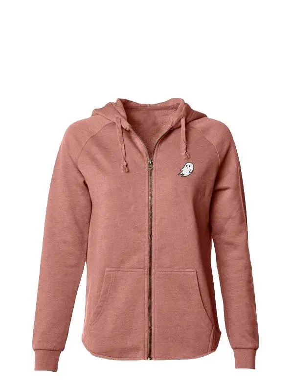 DALIX Ghost Zip Fleece Hoodie - Dusty Rose