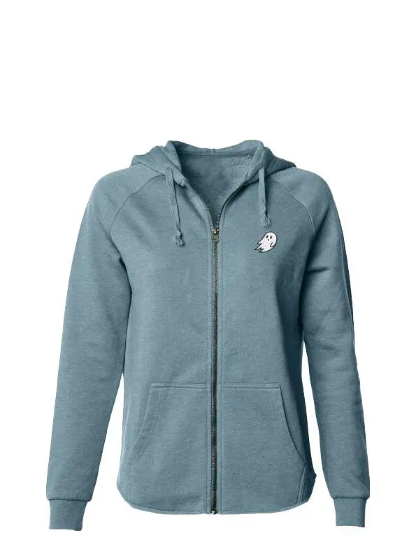 DALIX Ghost Zip Fleece Hoodie - Misty Blue
