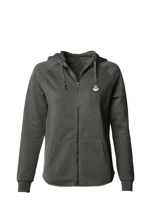 DALIX Cappuccino Zip Fleece Hoodie - Shadow