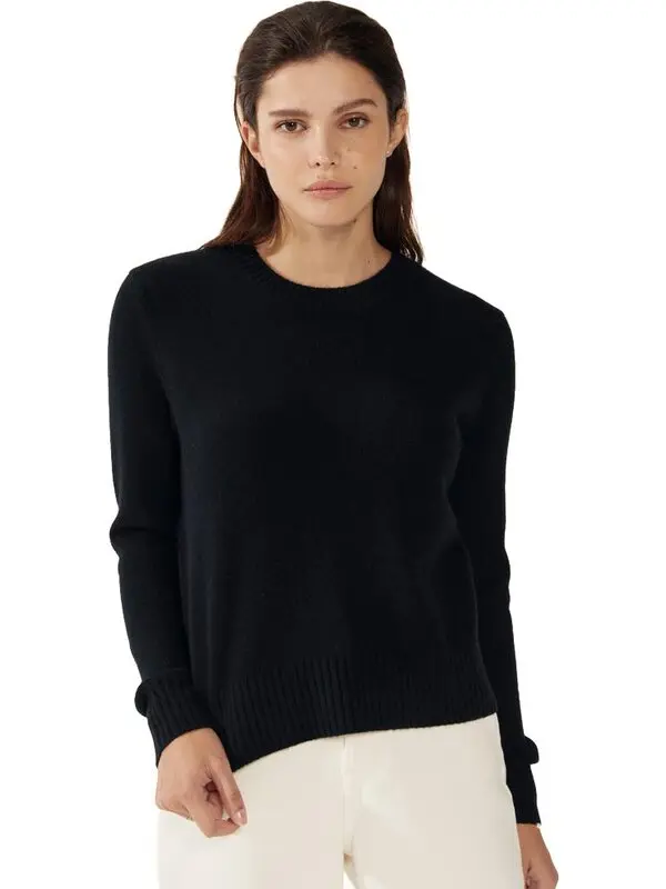 ITALIC Mila Cashmere Boxy Crop Sweater - Black