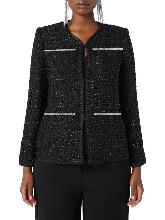 Marina Rinaldi Fungo Metallic Tweed Jacket - Black