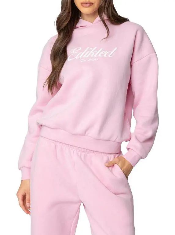 EDIKTED Logo Hoodie - Pink