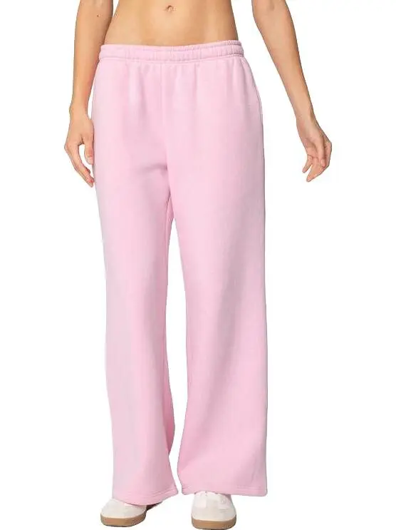 EDIKTED Logo Wide Leg Sweatpants - Pink