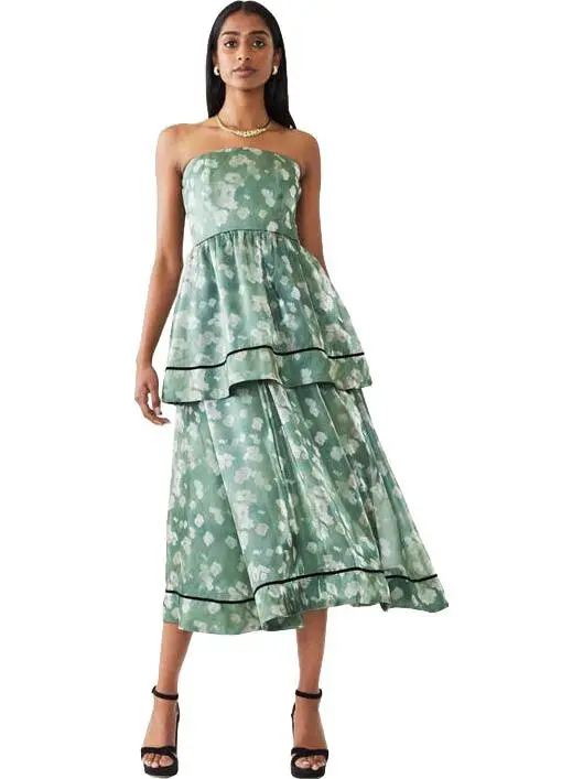 EDDY Daisy Midi Dress - Green Blurry Magnolia