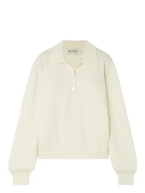 RÓHE Merino Wool And Cashmere-blend Polo Sweater - Off-white