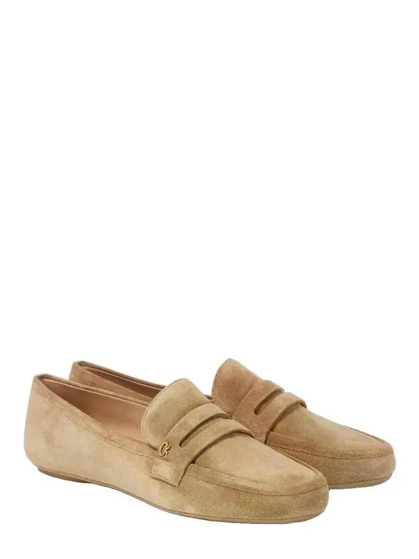 GIANVITO ROSSI Giorgia Suede Penny Loafers - Beige