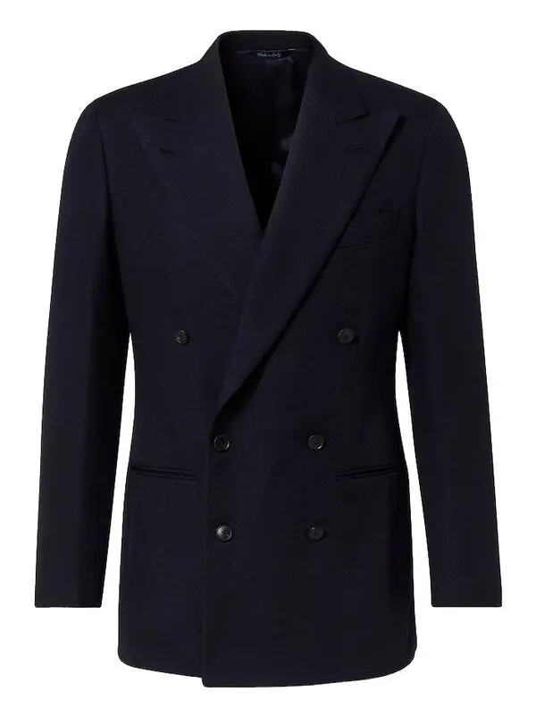 SAMAN AMEL Wool Twill Blazer - Blue
