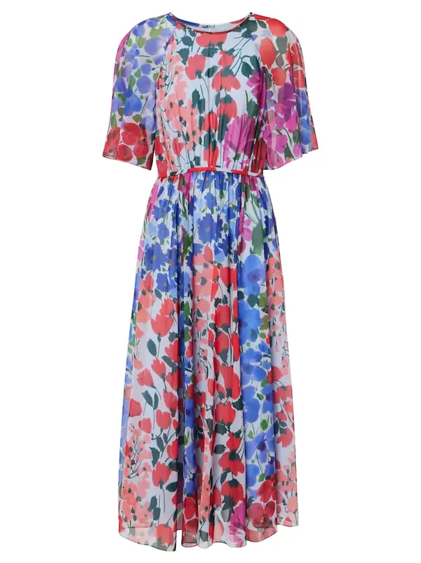 Carolina Herrera Floral Gathered Midi Dress - Multicoloured