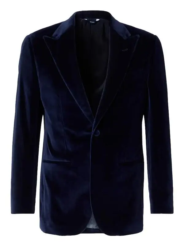 Thom Sweeney Cotton Velvet Tuxedo Jacket - Blue