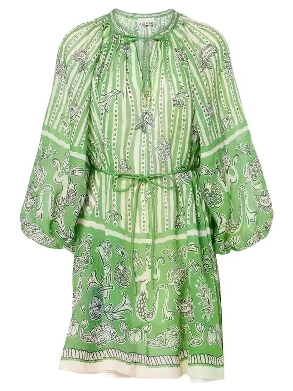 ALEMAIS Alémais Lula Printed Linen Mini Dress - Green